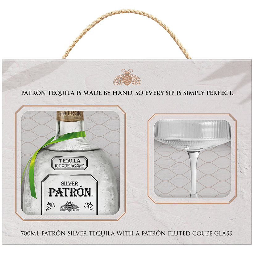 Patron Silver Tequila & Glass Coupe Gift Pack 700ml – Boozeit.com.au