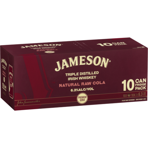 Jameson Irish Whiskey Natural Raw Cola 10 Pack Cans 375ml – Boozeit.com.au